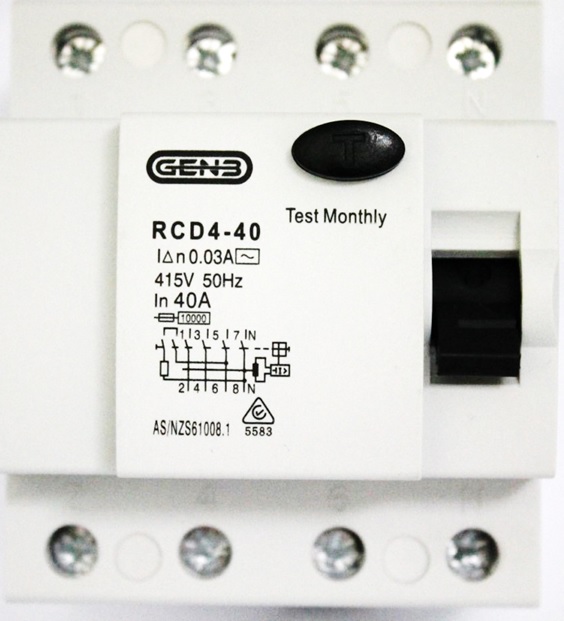 RCD ONLY 40 AMP 4 POLE 30MA TYPE A - Uniquip Electrical