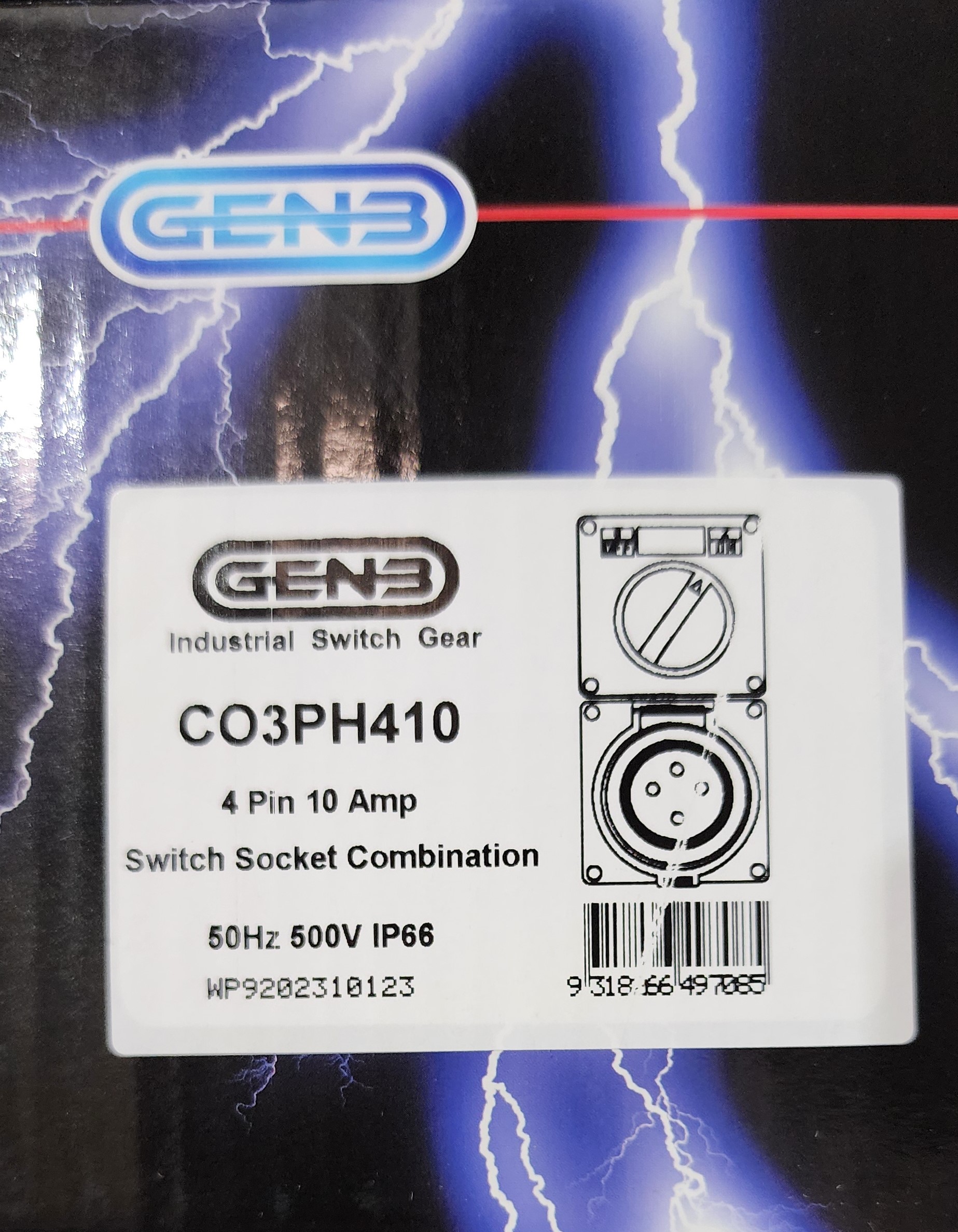 SWITCHED SOCKET OUTLET 500V 10 AMP 4 ROUND PIN IP66 - Uniquip Electrical