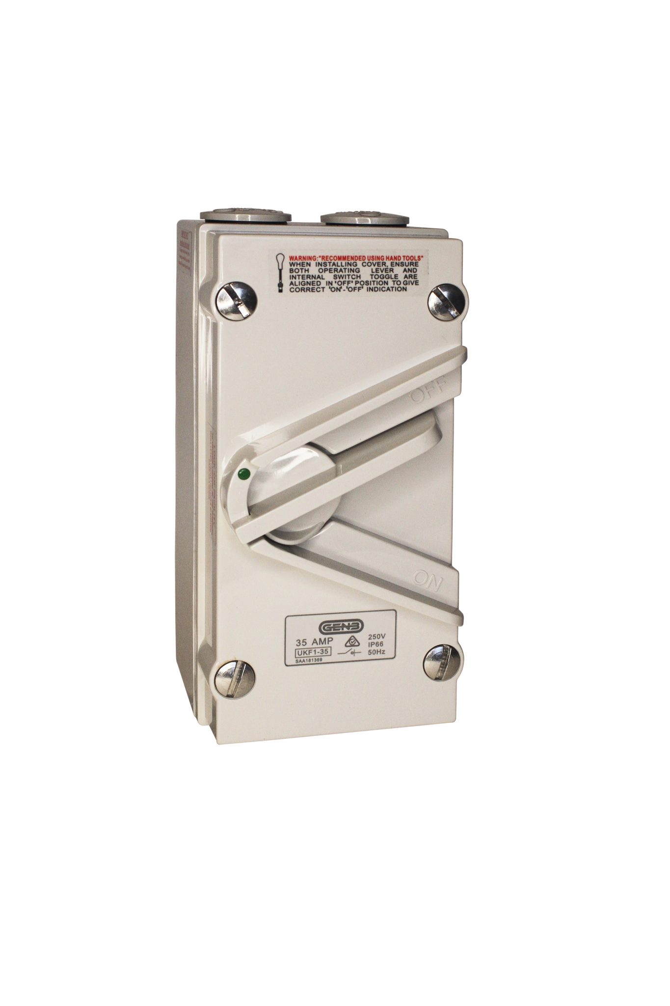 SURFACE MOUNT ISOLATOR AC 250V 63AMP 1 POLE - Uniquip Electrical