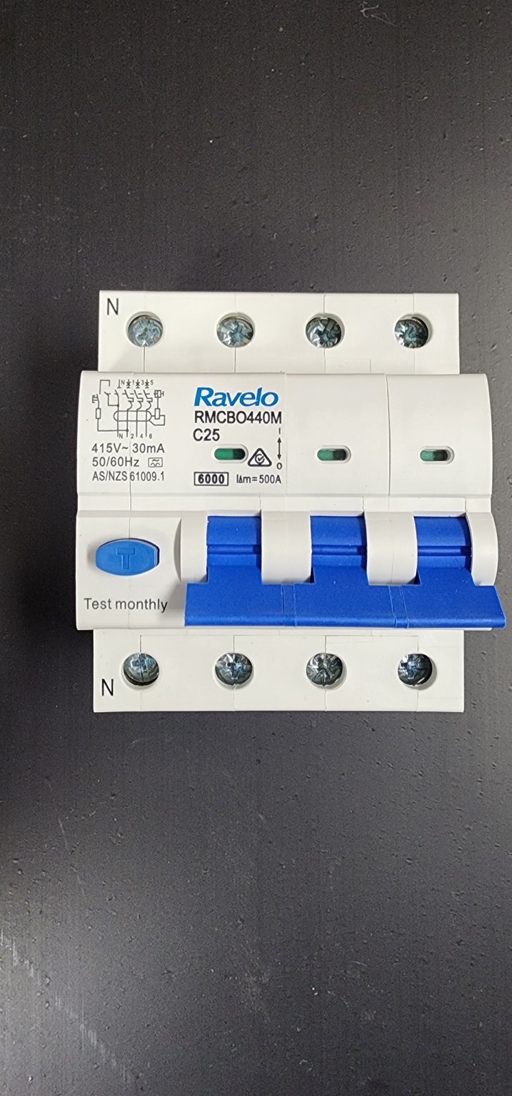 RCBO 4 POLE 25AMP 6KA A TYPE RAVELO - Uniquip Electrical